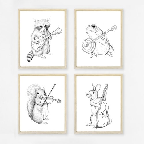 Bluegrass Art Print Set. Cute Animal Prints. Musical Nursery - Etsy
