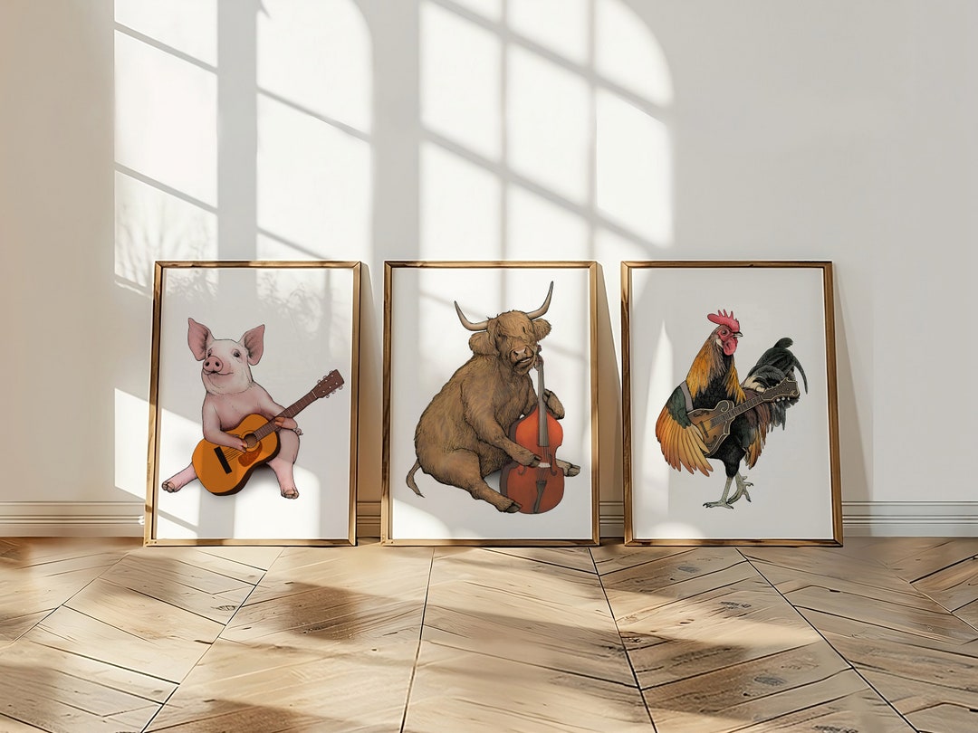Bluegrass Farm Animal Art Print Set of 3. Cute Nursery Original Artwork ...