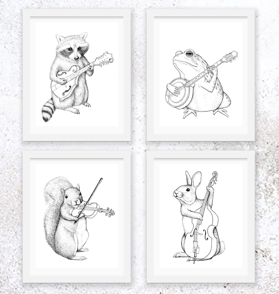 Bluegrass Art Print Set. Cute Animal Prints. Musical Nursery - Etsy
