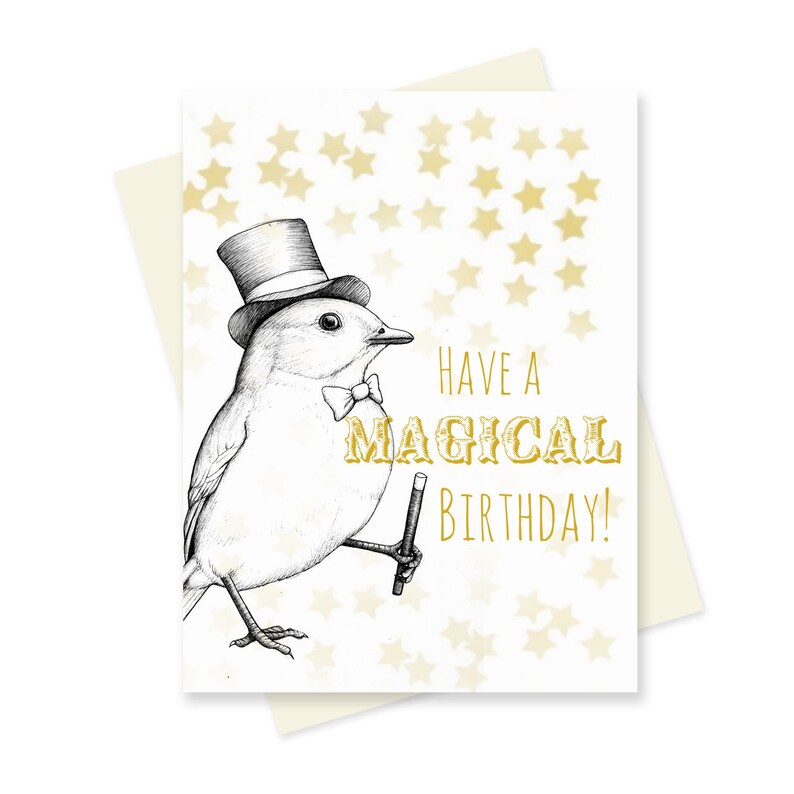 Magic Birthday Card. Bird Birthday Card. Magician. Cute - Etsy