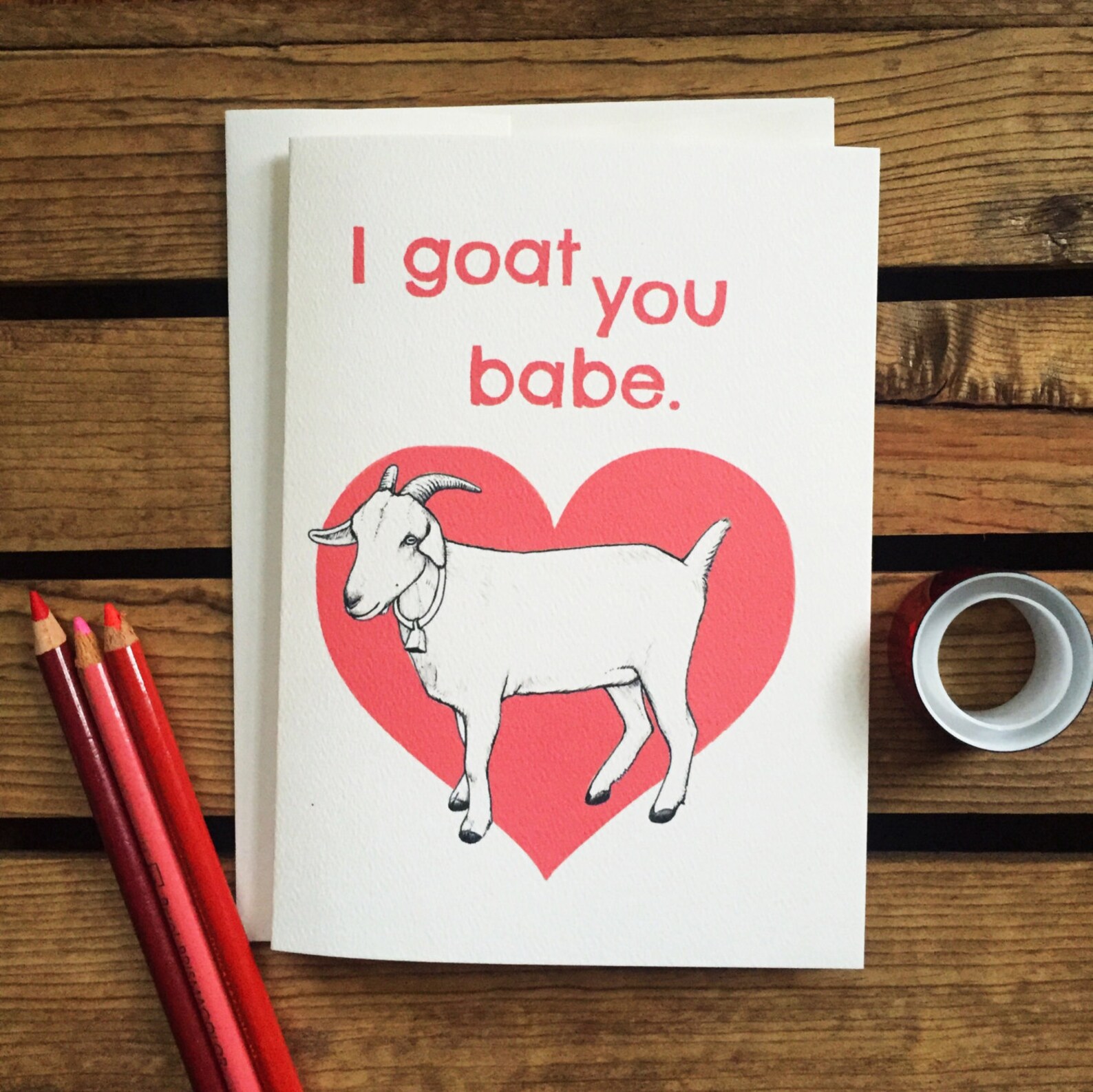 Goat Valentine. Goat Card. Cute Valentine. Funny Pun Love | Etsy
