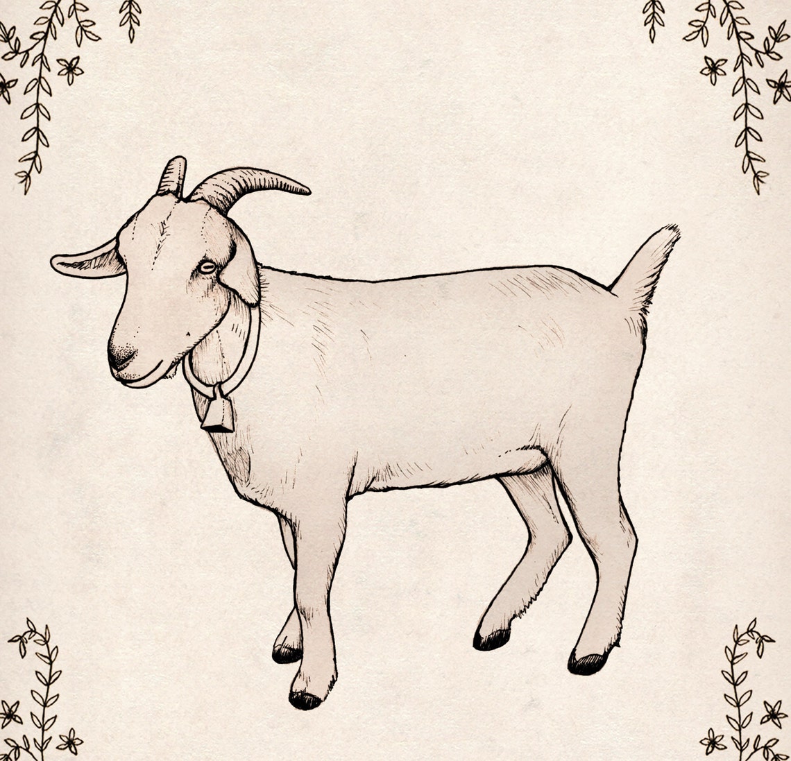 Goat Art Print. Goat Print. Goat Decor Wall Art. Pen and Ink - Etsy