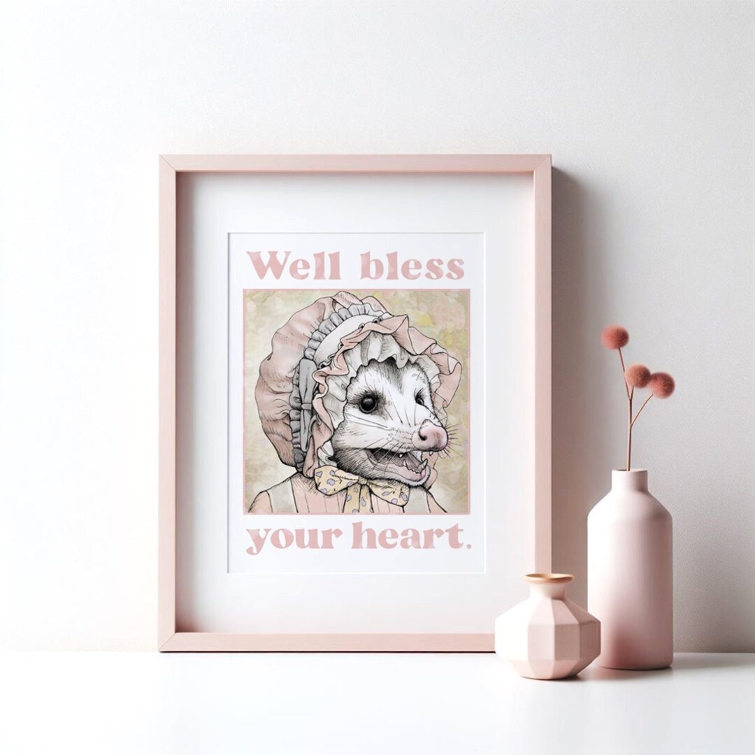Bless Your Heart Opossum Wall Art. Country Possum Poster Print. Cute ...