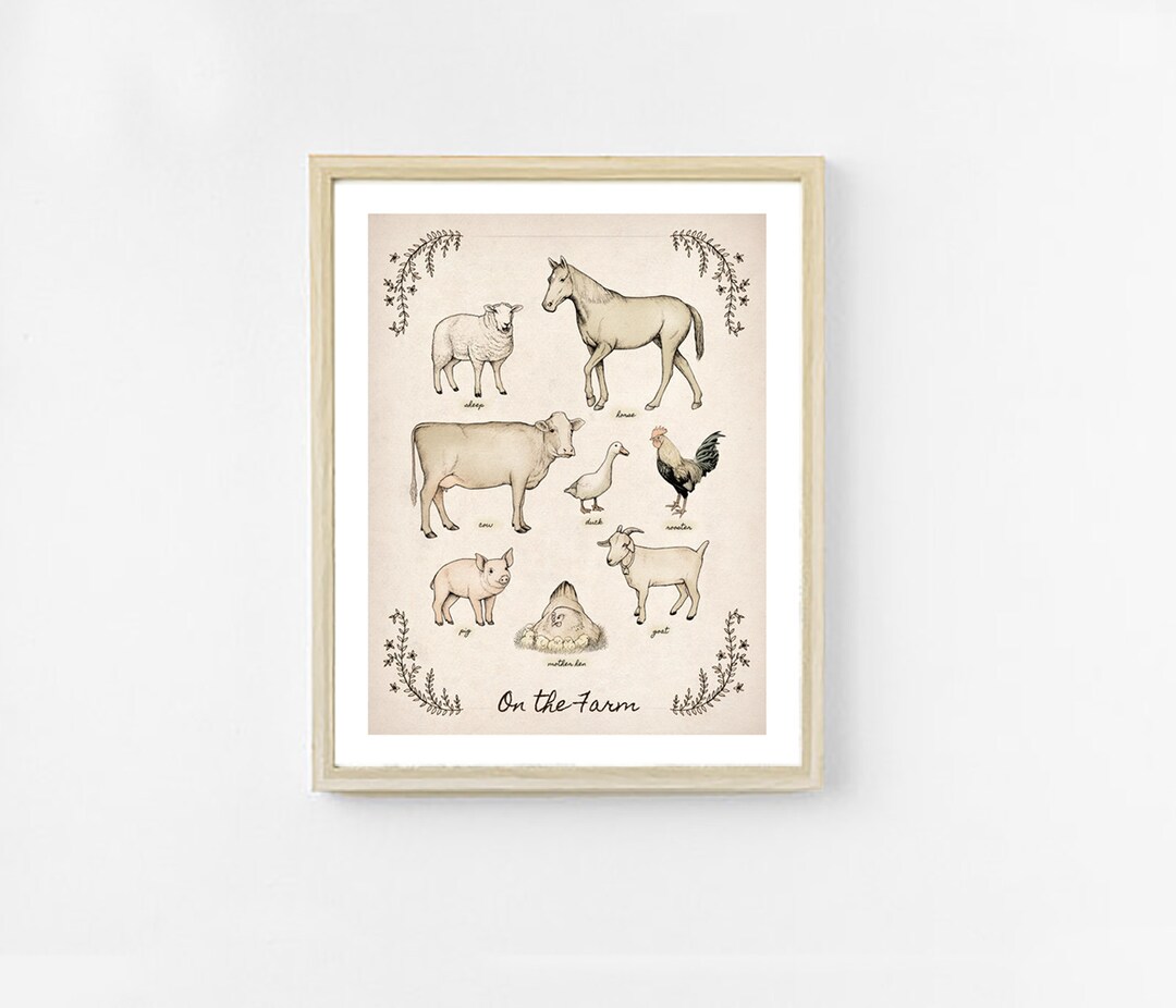 Farm Animal Art Print. Rustic Print. 8x10 Farmhouse Decor. - Etsy