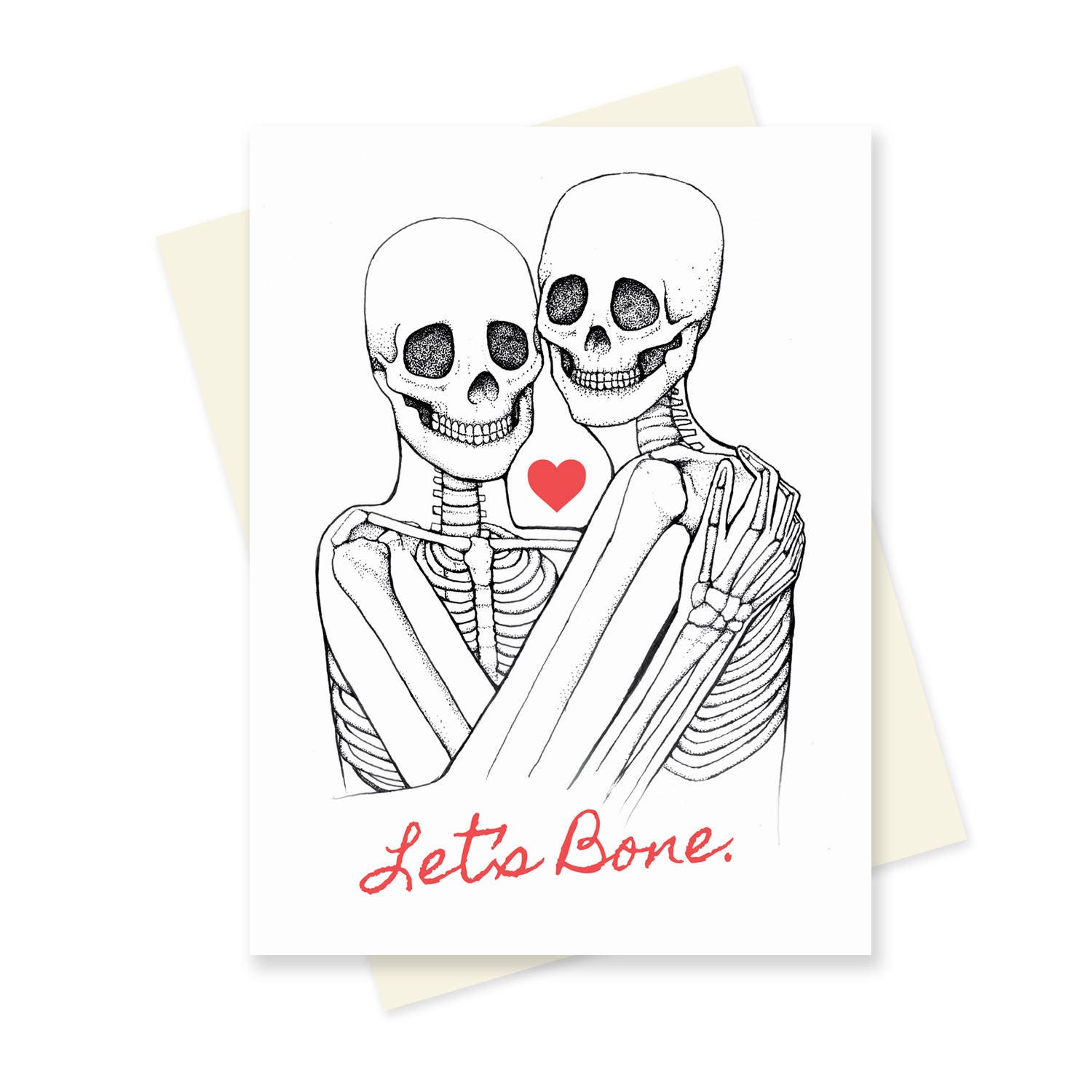 Skeleton Valentine Card. Let's Bone. Naughty Valentines | Etsy