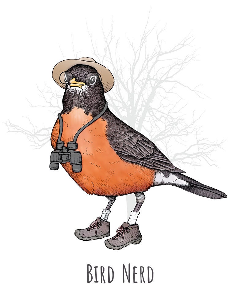 Bird Nerd Art Print. Birding Artwork. Birdwatcher Gift. Birder | Etsy