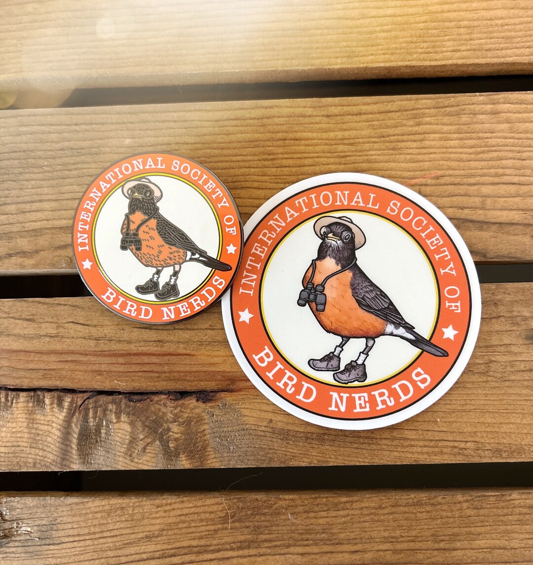 Bird Nerd Pin & Sticker Set. Birding Enamel Brooch. Bird Lover Gift ...