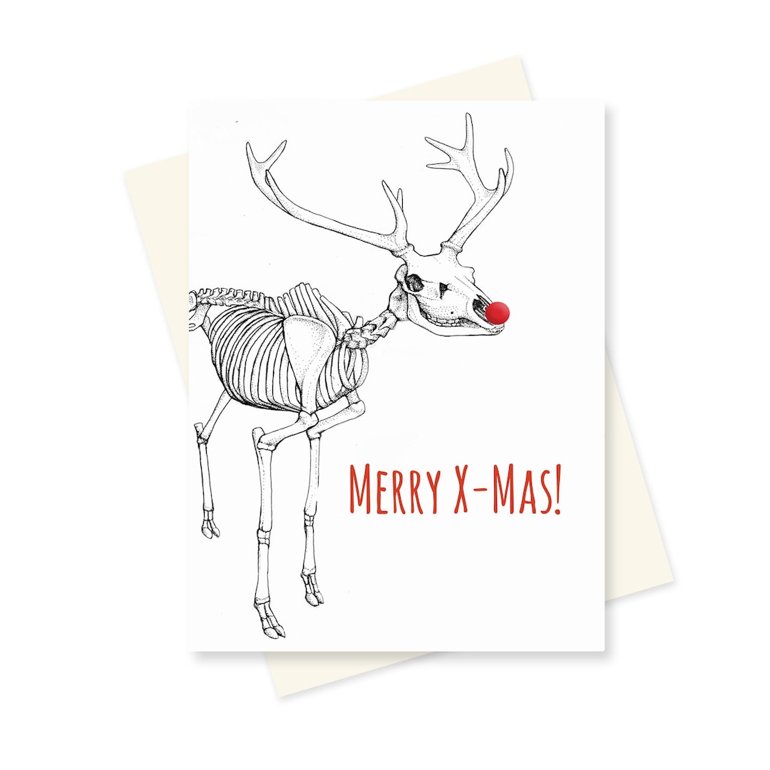 Geeky Christmas Card. Merry Xmas. Reindeer Anatomy Card. Nerdy Holiday ...