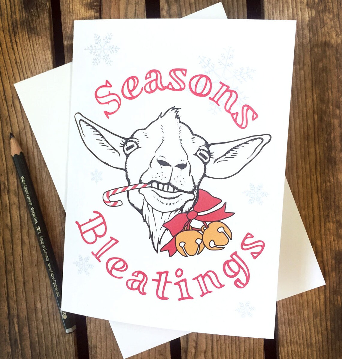 Goat Christmas Card. Seasons Greetings. Funny Goat Card. Farm | Etsy