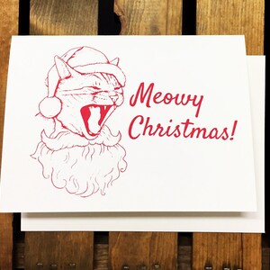 Meowy Christmas Card. Funny Cat Card. Geeky Christmas Card. Cute Cat ...