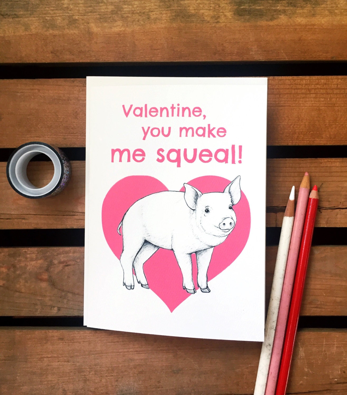 Pig Valentine. Nerdy Valentines Day Card. Valentine Pun Card. | Etsy