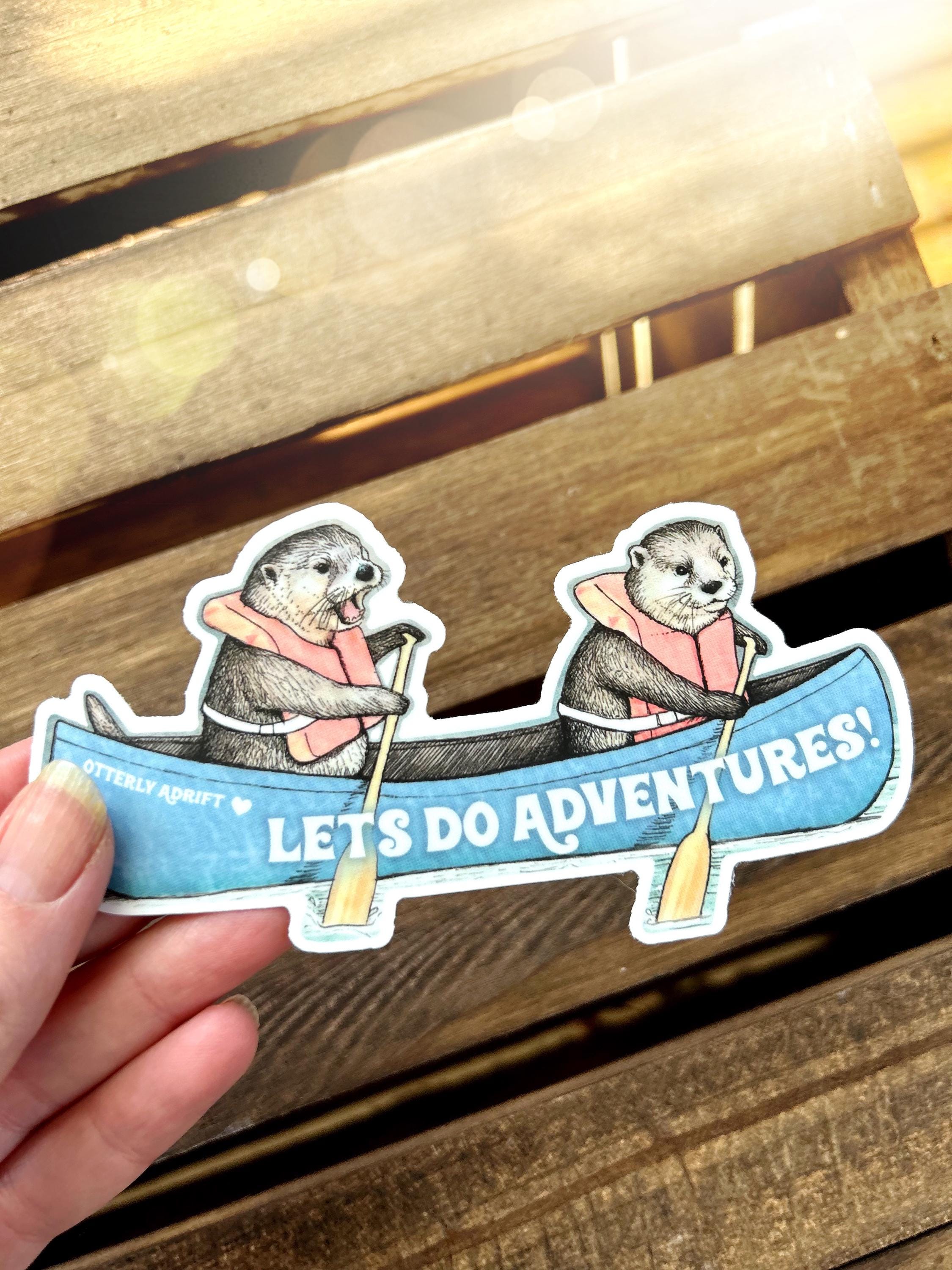Adventure River Otters Vinyl Sticker. Waterproof Canoe Paddling Laptop ...