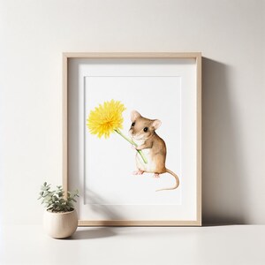 Cute Mouse Print. Woodland Animal Nursery Art. Watercolor Artwork. Baby ...