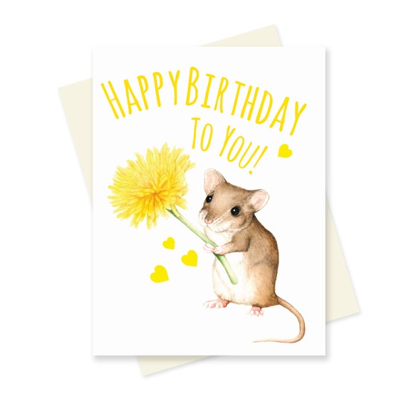 Cute Mouse Birthday Card. Mouse Card. Happy Birthday. | Etsy