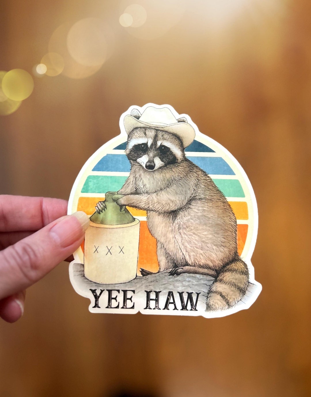 Cowboy Raccoon Bumper Sticker. Yeehaw Country Jug Band. Trash Panda ...