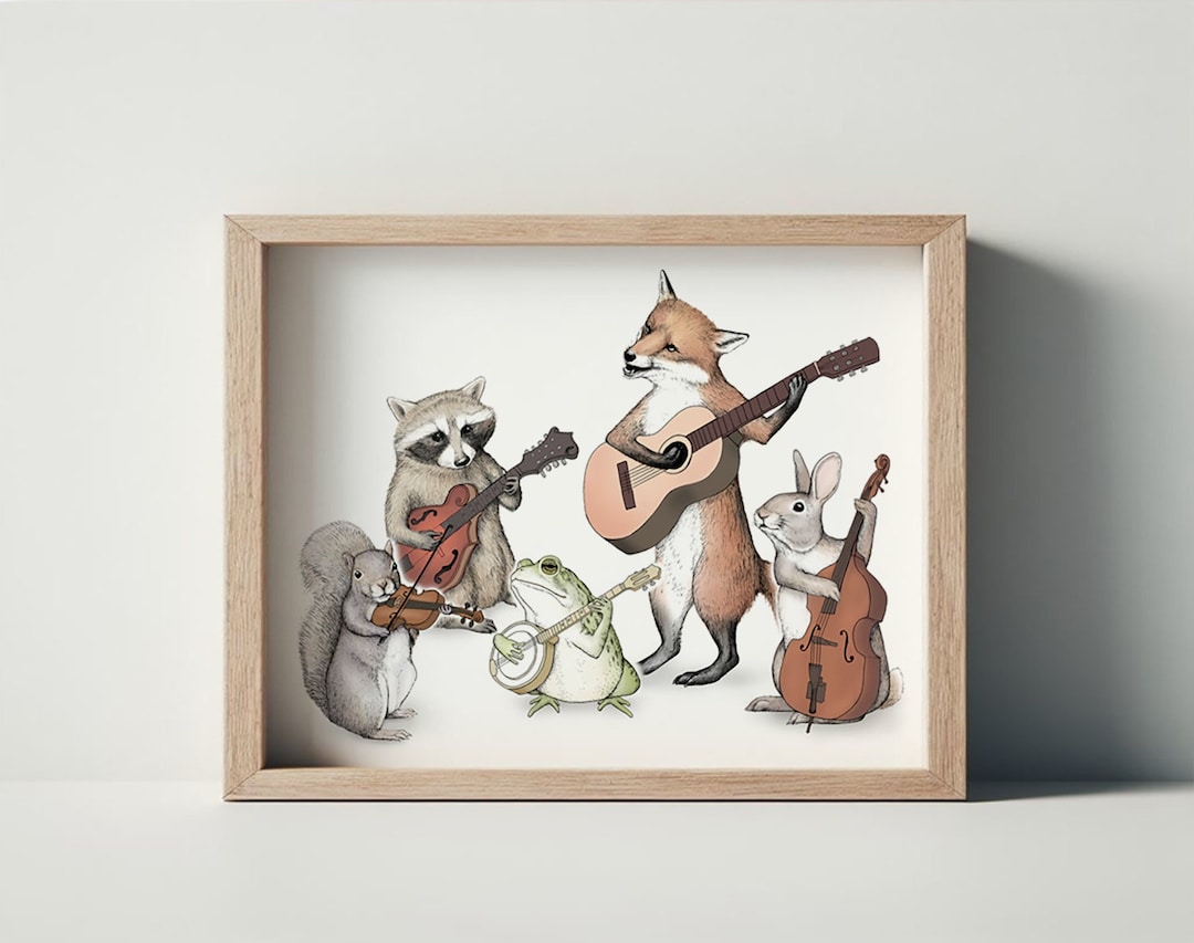 Bluegrass Animal Band Art Print - Bluegrass Art - Animal Art - Music ...