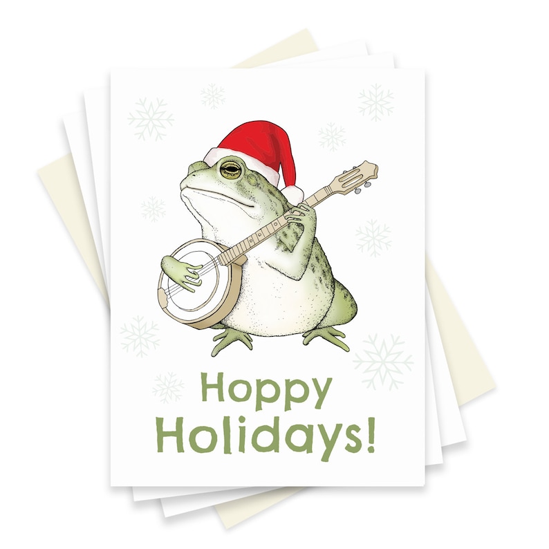 Banjo Toad Christmas Card Set. Funny Frog Holiday Card Pack. - Etsy New ...