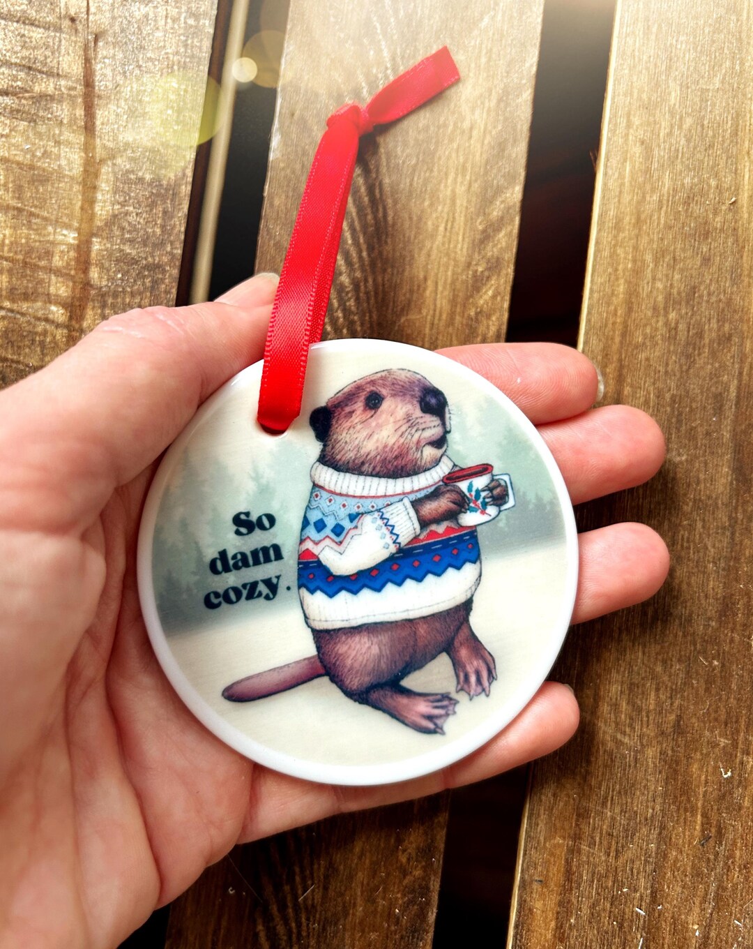 Cute Beaver Ornament. Winter Woodland Animals Ornament. Ceramic ...