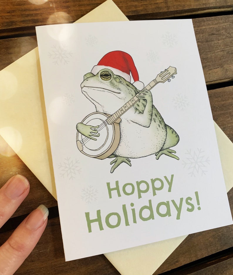 Banjo Toad Christmas Card. Funny Frog Holiday Card. Bluegrass | Etsy