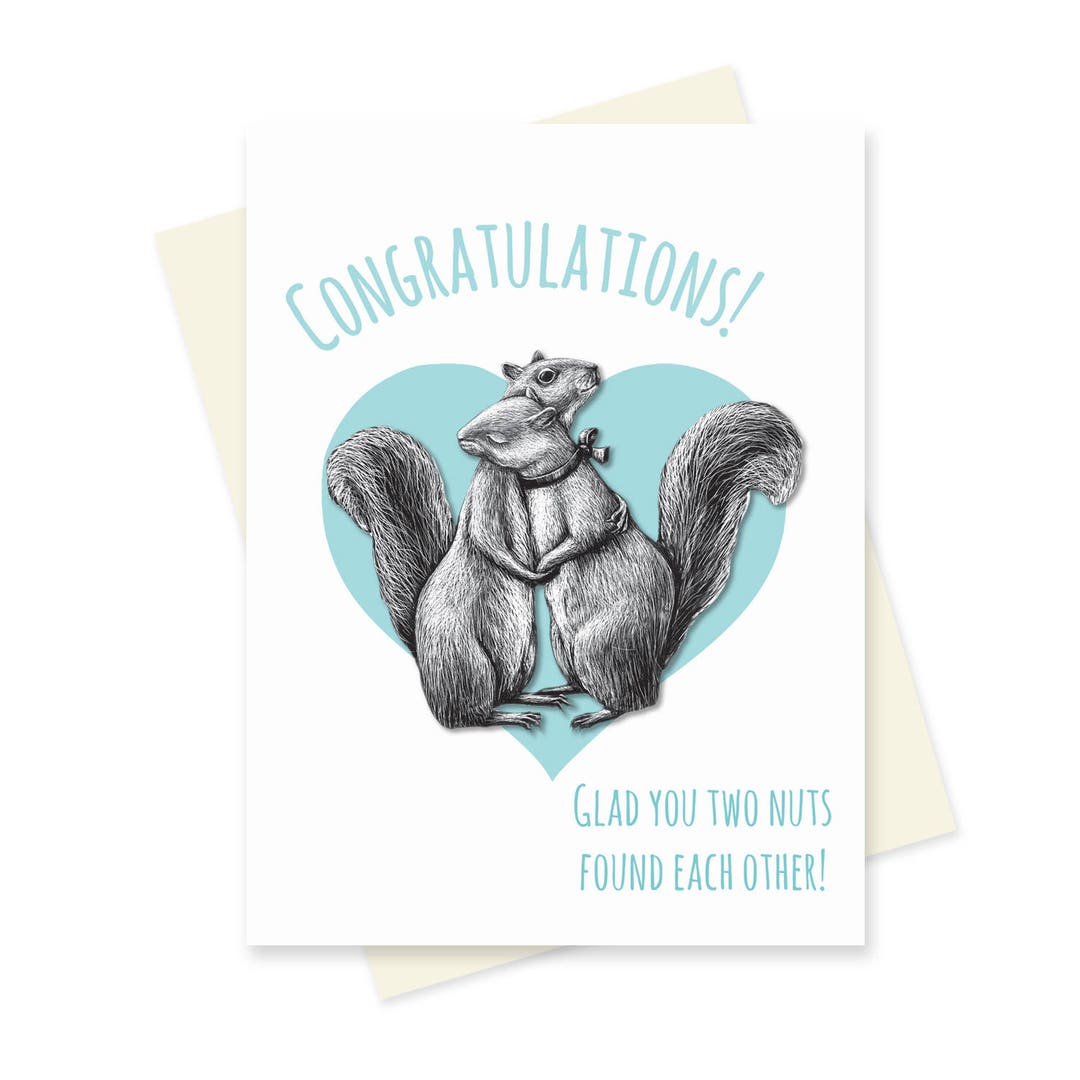 Cute Squirrel Wedding Card. Funny Congratulations Card. Animal ...