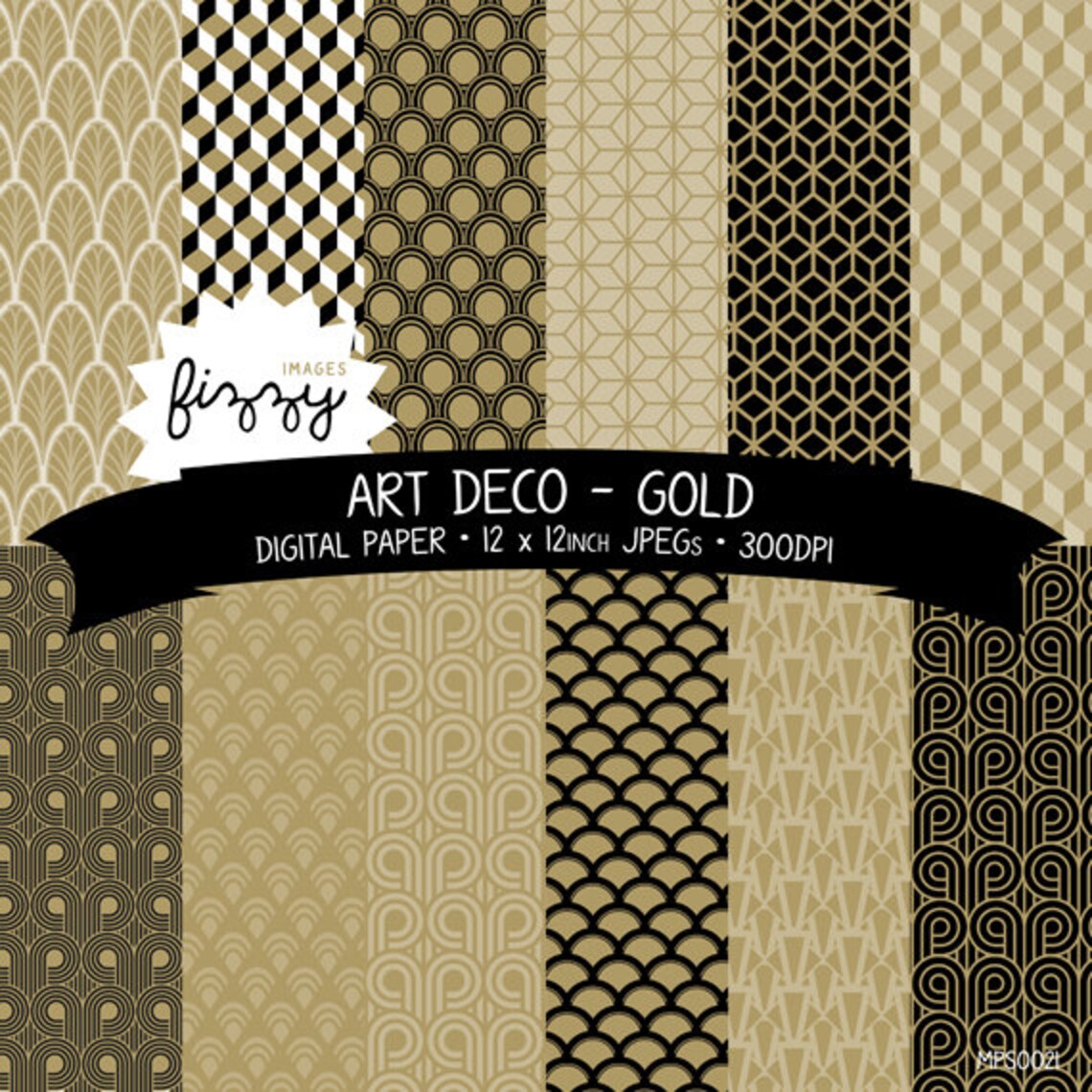 JPEG: 12 X Art Deco Great Gatsby 1920s 1930s Gold Patterned Digital ...