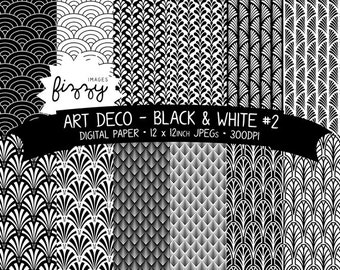 12 X Art Deco Great Gatsby 1920s 1930s Black & White Patterned Digital ...