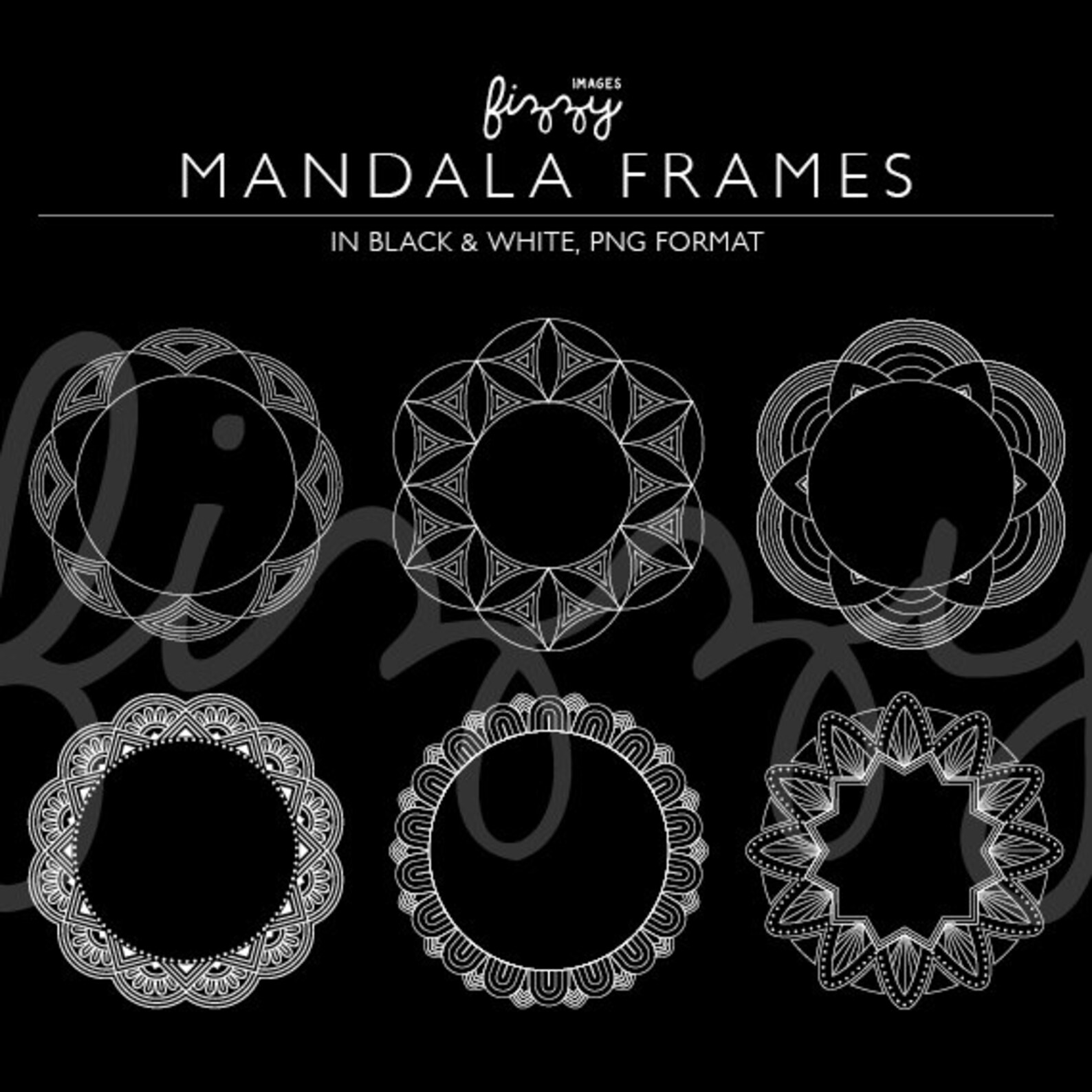 PNG: 24 X Mandala Indian Inspired Spirograph Illustrations Frame Border ...