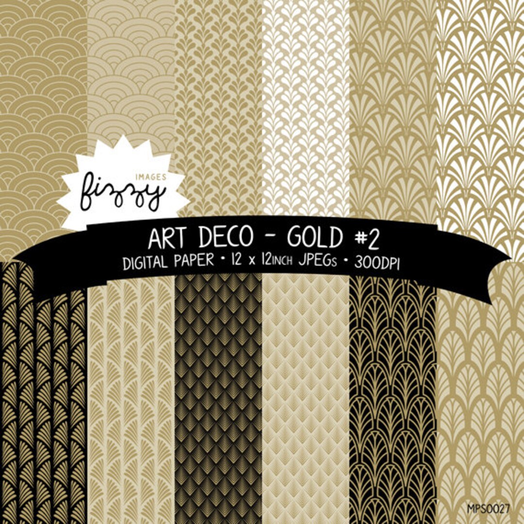 JPEG: 12 X Art Deco Great Gatsby 1920s 1930s Gold No.2 Patterned ...