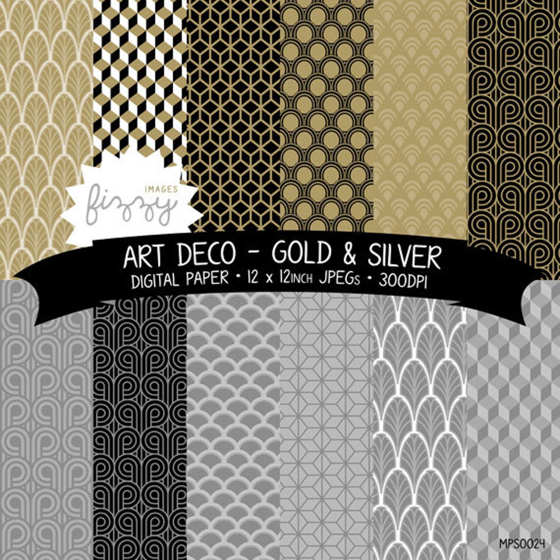 JPEG: 12 X Art Deco Great Gatsby 1920s 1930s Gold & Silver Patterned ...