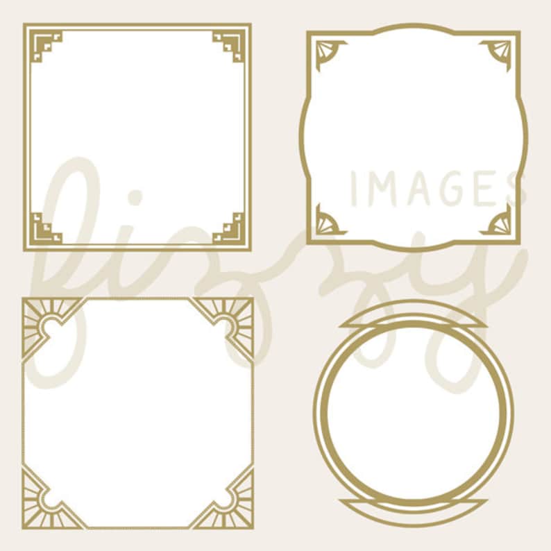 PNG: 25 X Art Deco 1920s 1930s Gold Clipart and Borders - Digital Files ...