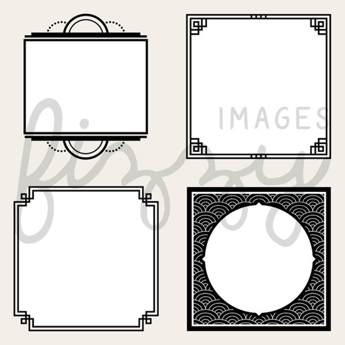 PNG: 25 X Art Deco 1920s 1930s Black Clipart and Borders - Digital ...