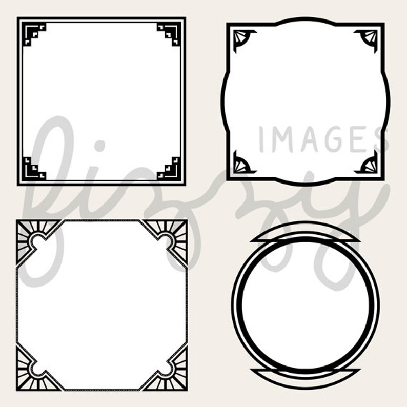 PNG: 25 X Art Deco 1920s 1930s Black Clipart and Borders - Digital ...