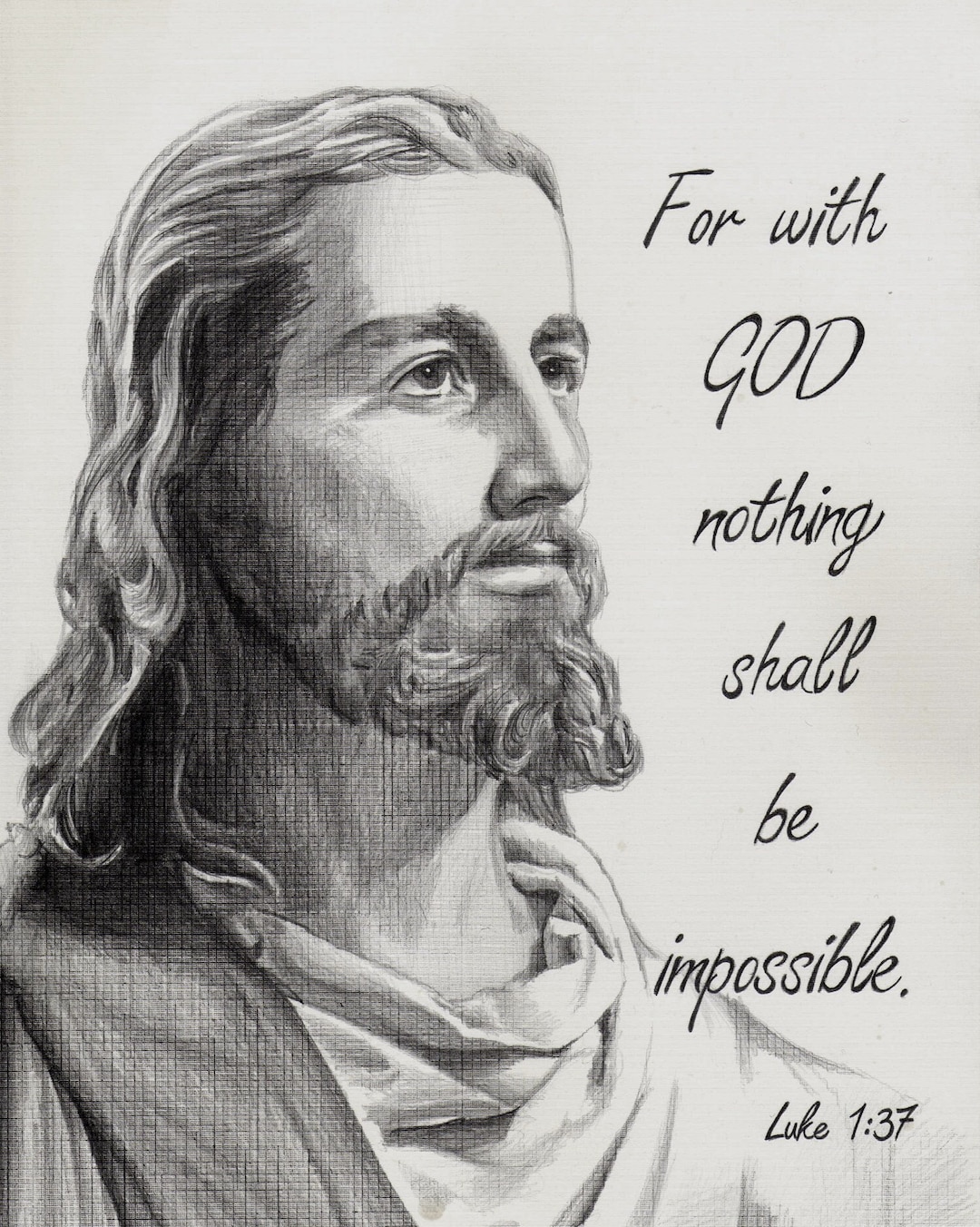 Original Drawing Jesus Portrait 8x10in Motivation Quote Free Shipping ...