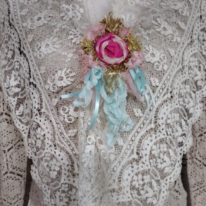 Romantic Rag Brooch, Bridal or Mother's Day Corsage, Hat Embellishment ...