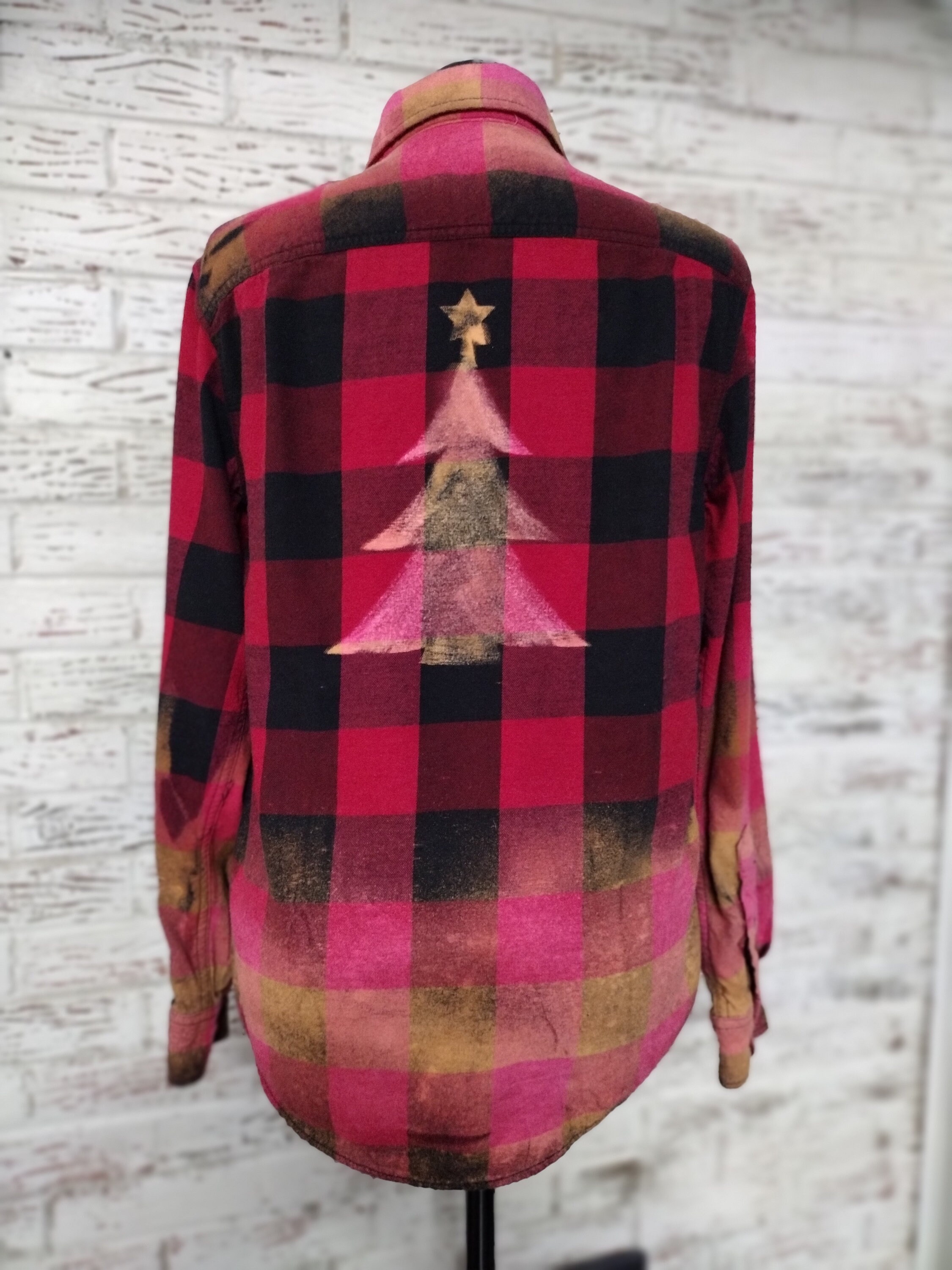 Small to 3X Large Men's Sizes, Unisex, Red Plaid Distressed Bleached ...