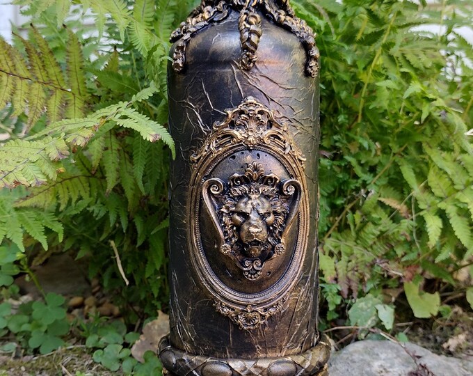 Lion Potion Glass Art Bottle 12", Gothic, Beast, Apothecary Bottle ...