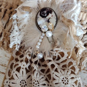 Romantic Rag Brooch, Bridal or Mother's Day Corsage, Hat Embellishment ...