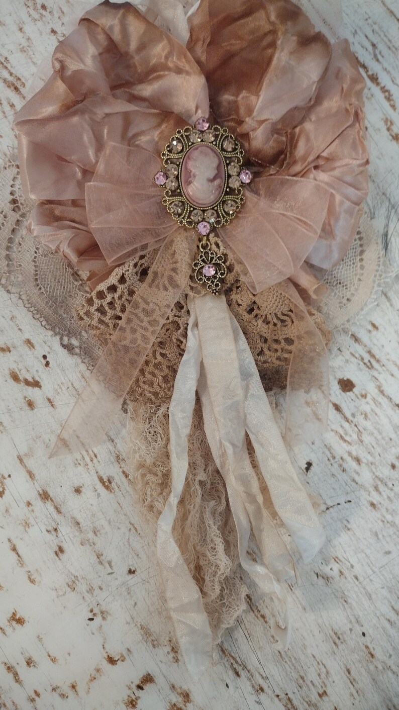 Romantic Rag Brooch, Bridal or Mother's Day Corsage, Hat Embellishment ...