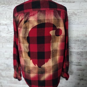 Santa Red Plaid Distressed Bleached Flannel Shirts With Large Santa ...