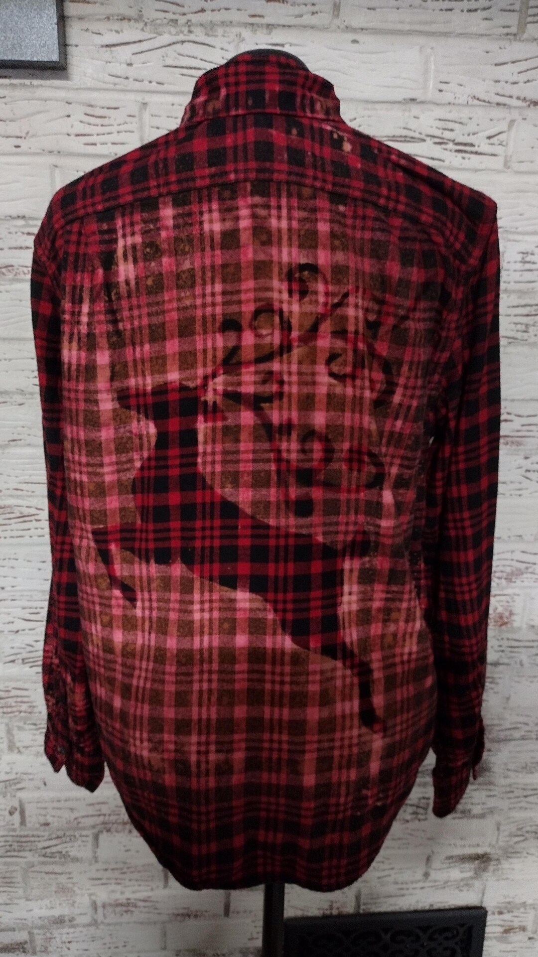 Red Reindeer Plaid Distressed Bleached Flannels, Small to 3X Large Men ...