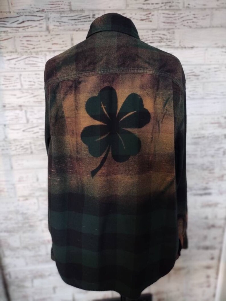 Shamrock/ Four-leaf Clover Plaid Distressed Bleached Flannel - Etsy