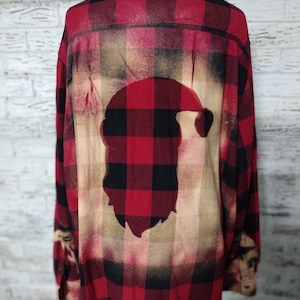 Distressed Santa Plaid Flannel Shirt, Bleached Graphic, Christmas ...
