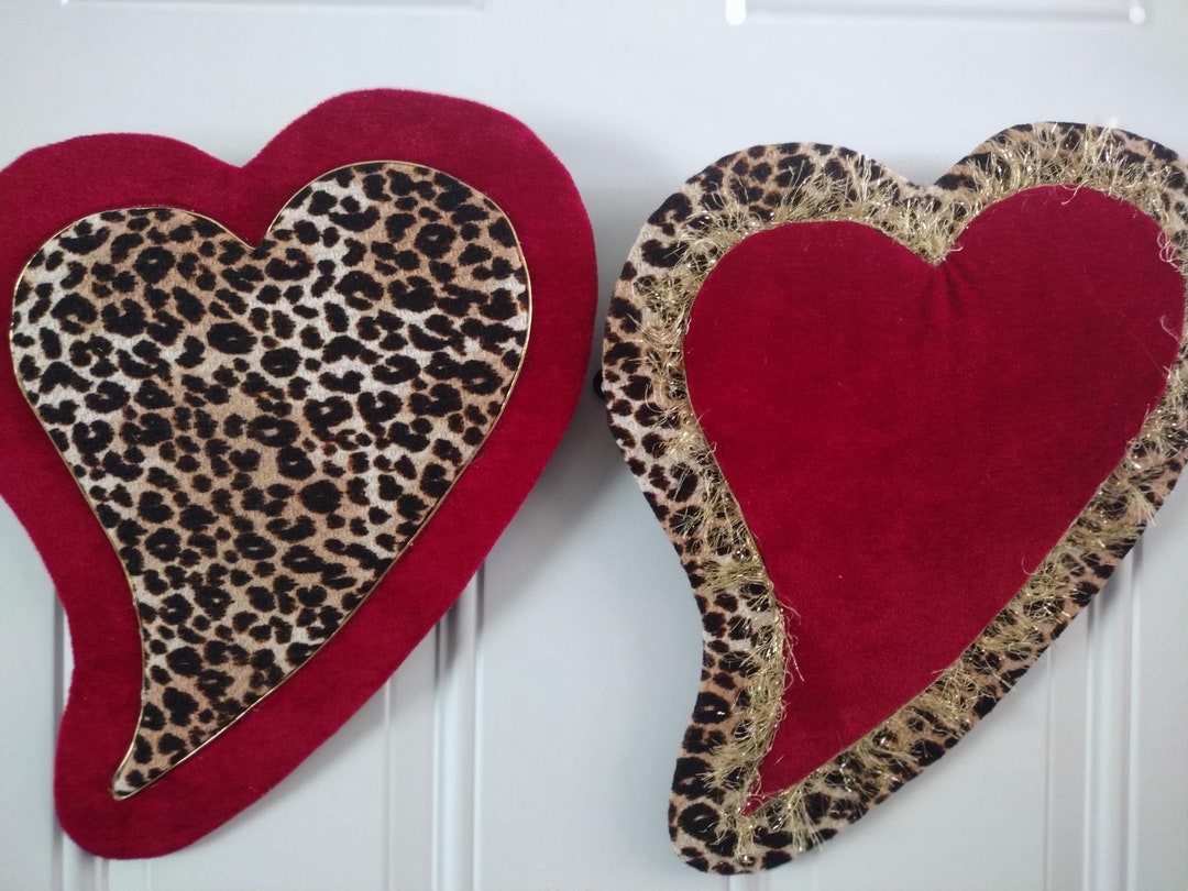 Large Leopard & Red Velvet Hearts/ Valentines or Mother's Day Heart ...