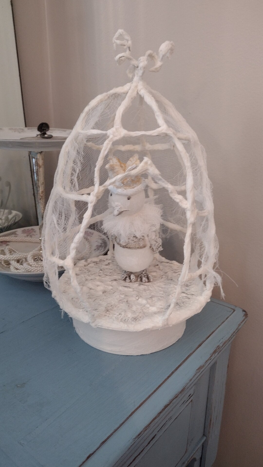 Paper Mache Bird in a Cage, French Décor', Shabby Chic, - Etsy