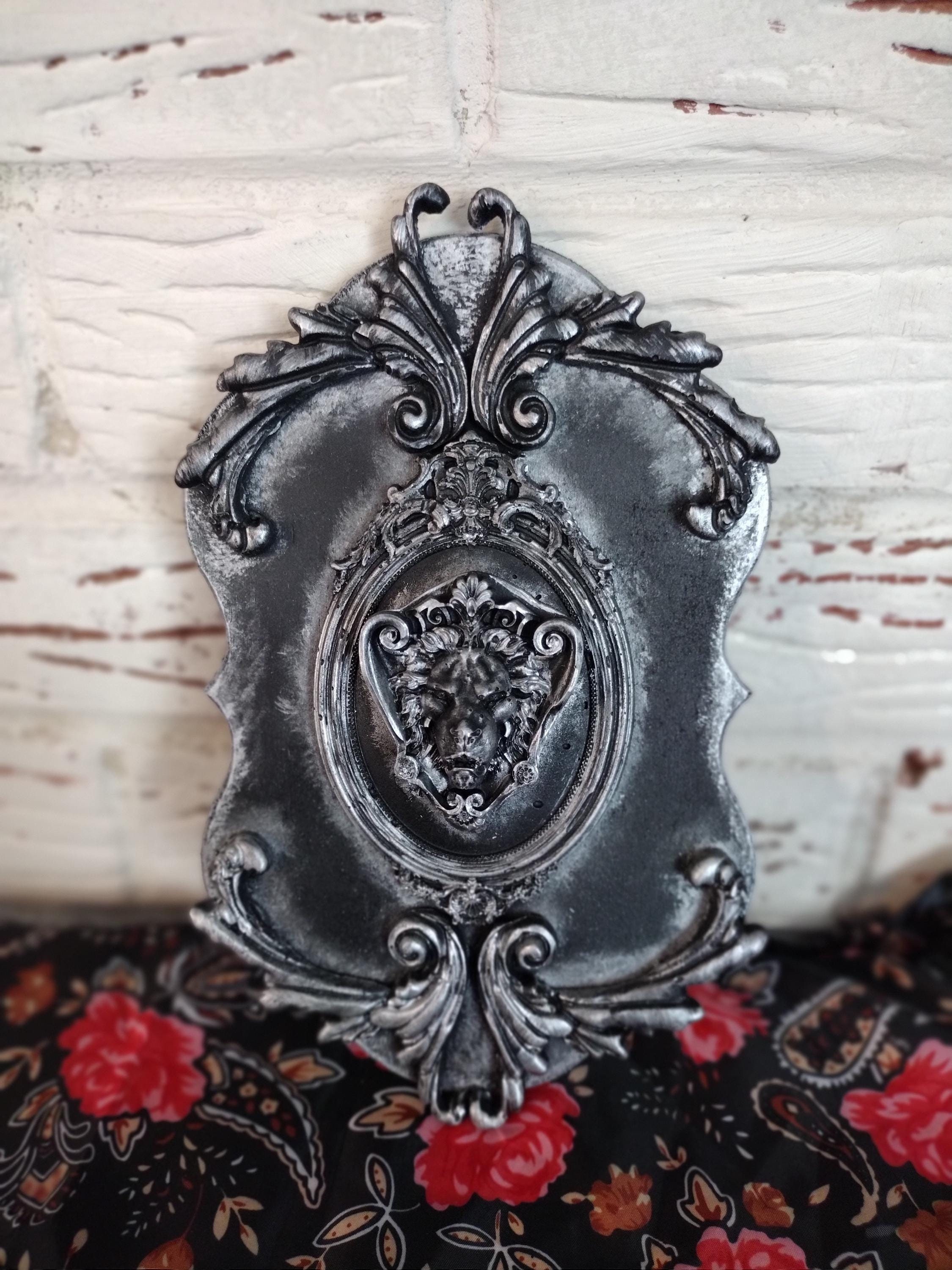 Gothic Lion Plaque, 5"x8", 3D Picture, Black and Silver, Gothic Décor ...