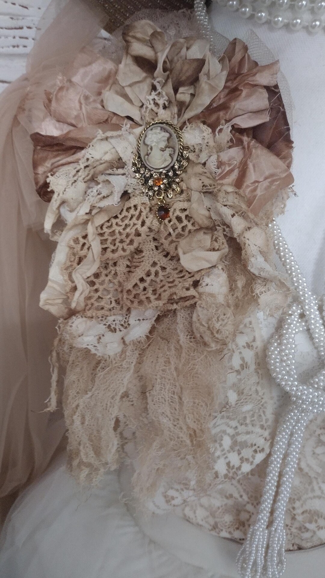 Romantic Rag Brooch, Bridal or Mother's Day Corsage, Hat Embellishment ...