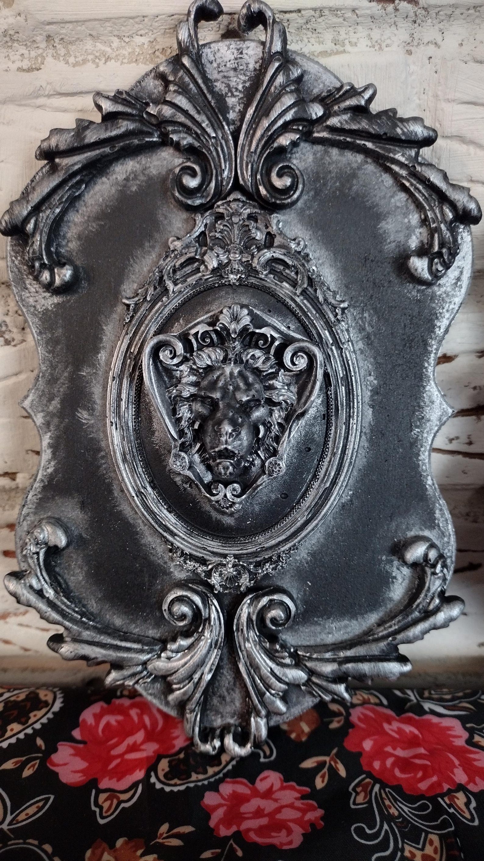 Gothic Lion Plaque, Black and Silver Decor (5x8 In) - Etsy