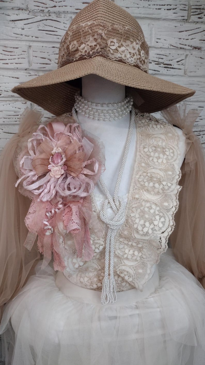 Romantic Rag Brooch, Bridal or Mother's Day Corsage, Hat Embellishment ...