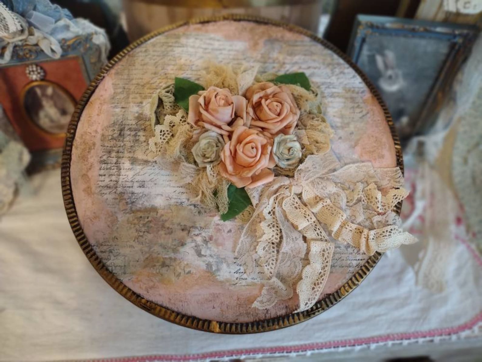 Large Vintage Wooden Cheese Box Upcycle, Shabby Chic, French Country ...