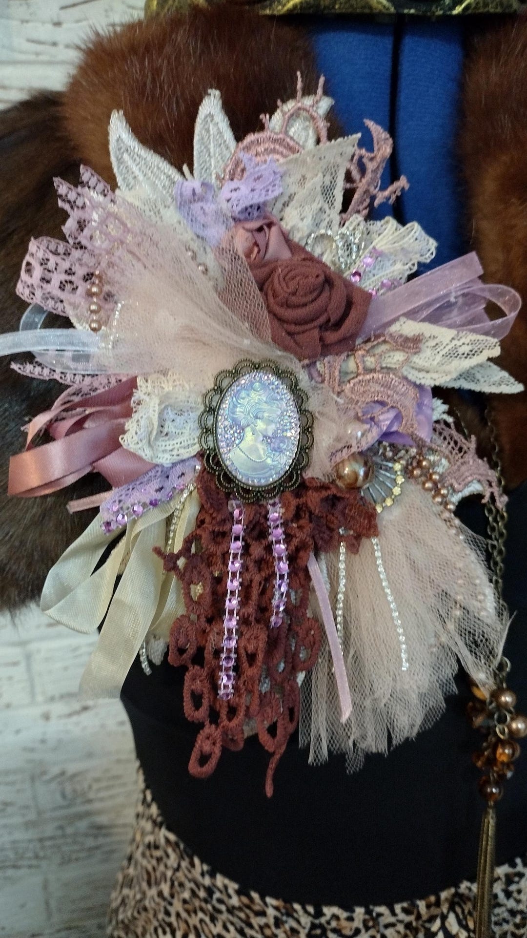 Romantic Rag Brooch, Bridal or Mother's Day Corsage, Hat Embellishment ...